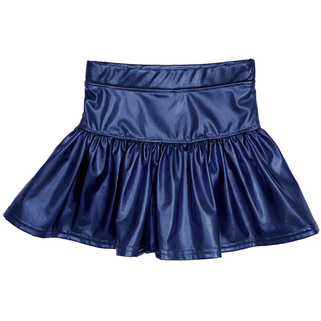 Azarhia Slick Metallic Gathered Skort - Navy – Jojo Mommy