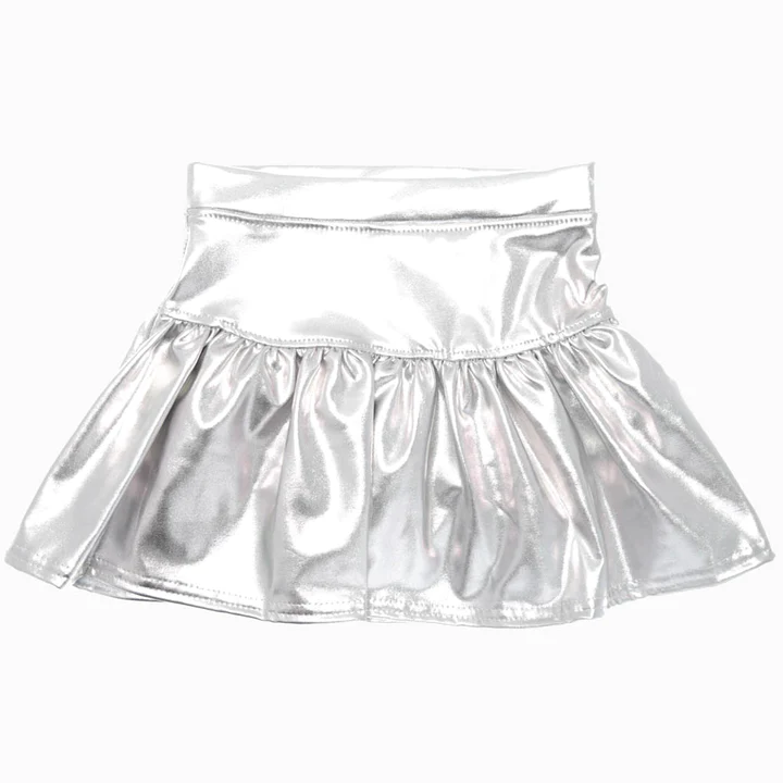 Azarhia Slick Metallic Gathered Skort- Silver – Jojo Mommy